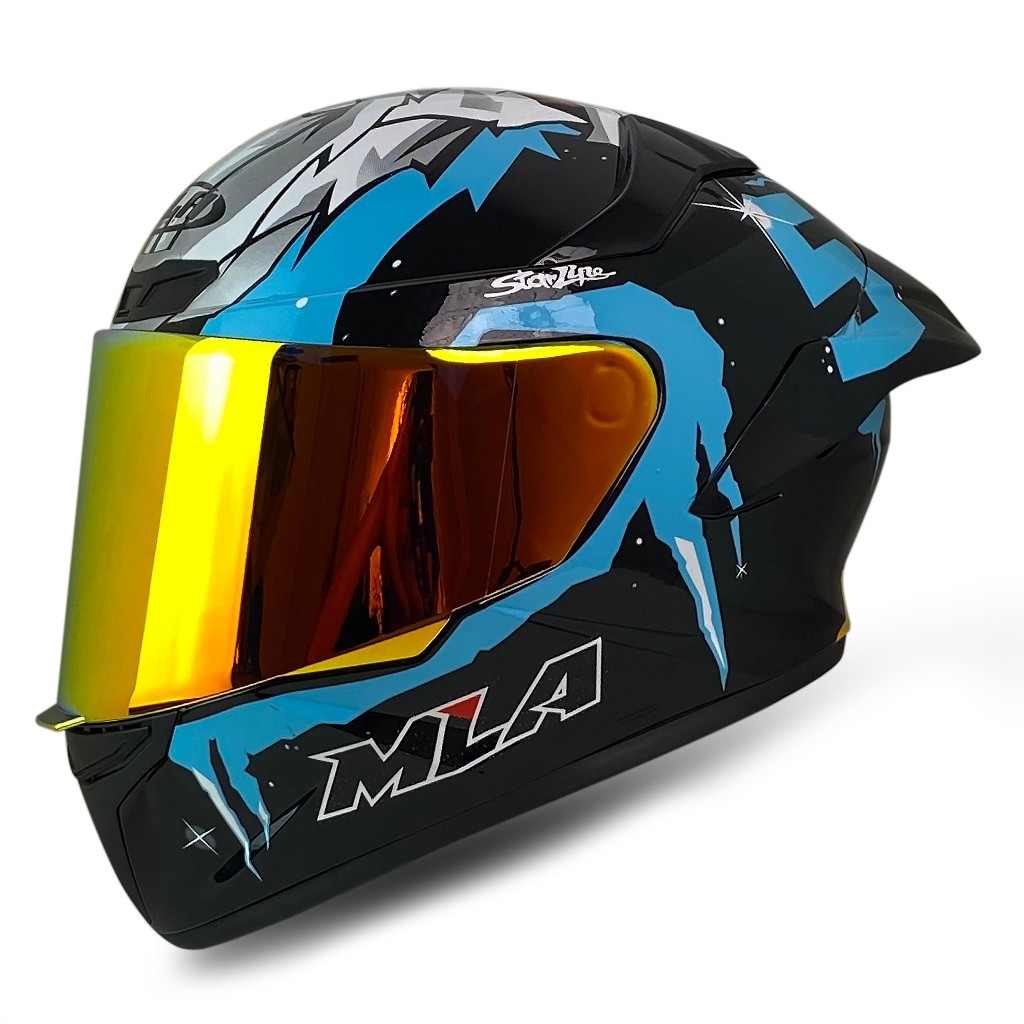 Mla TTC Ctypton Full Face Helmet Winter Test Motif Black/Blue Handsome ...