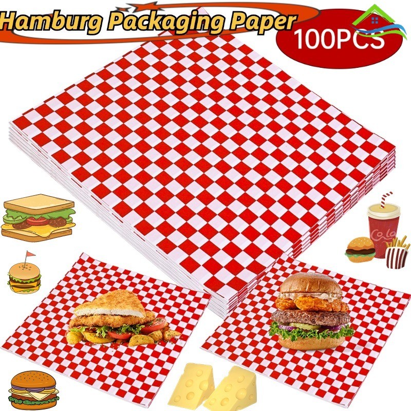 100Pcs Multipurpose Disposable Square Hamburger Bread Oil-Proof Packing ...