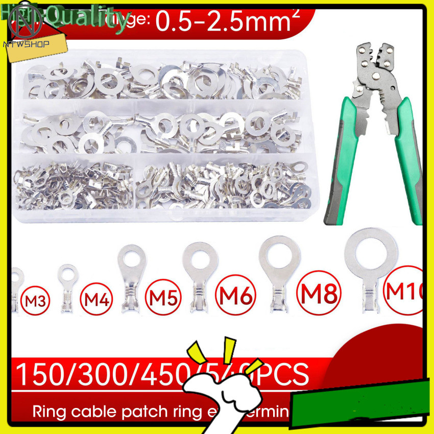 150/300/540PCS M3/M4/M5/M6/M8/M10 Ring Lugs Ring Eyes Copper Crimp ...