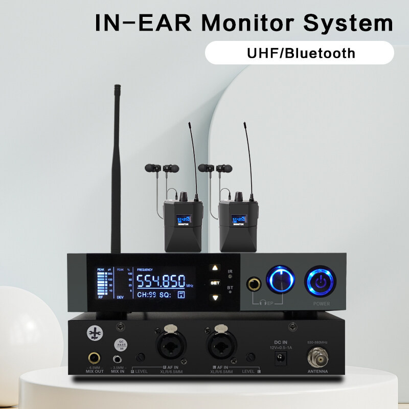 UHF Stereo Wireless In Ear Monitor System with 2 Bodypack Receiver with ...
