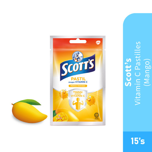 SCOTT Vitamin C Pastilles [MANGO]15's Pastilles Vitamin C Gummy Vitamin ...