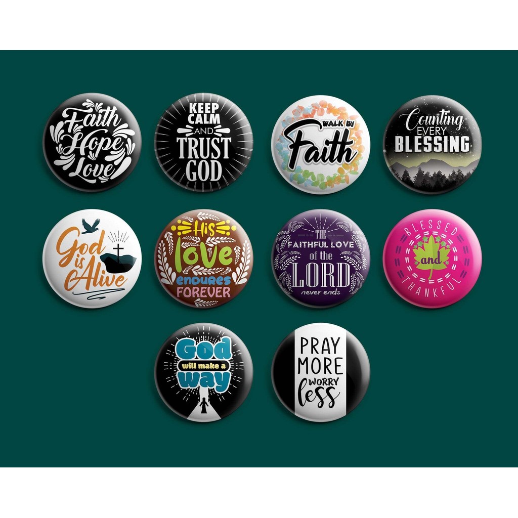 Christian Pinback Buttons - Faith Hope Love (10-Pack) | Shopee Malaysia