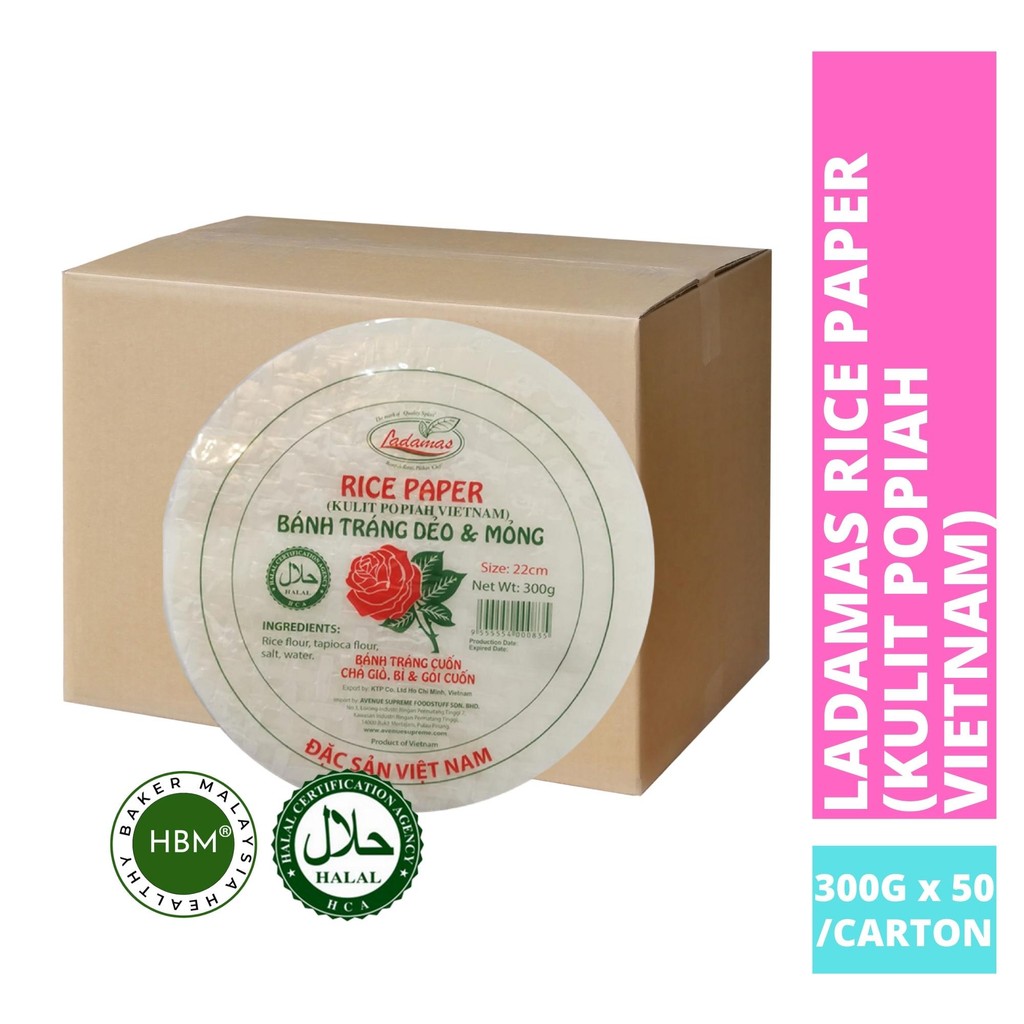 Ladamas Rice Paper (22CM) 300G x 50/CARTON / Kulit Popiah Vietnam ...