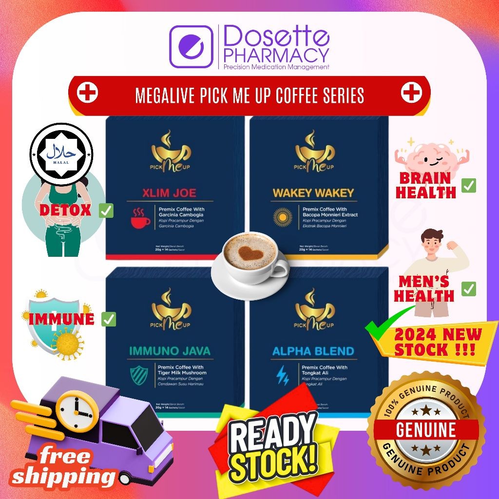 MEGALIVE PICK ME UP HEALTHY INSTANT COFFEE SERIES 14 SACHETS X 20G ...