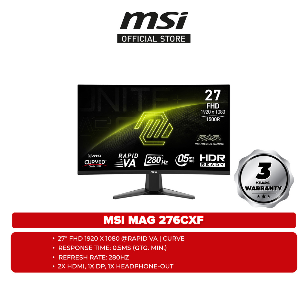 MSI MAG 276CXF 27" FHD 280Hz Curve Gaming Monitor | Shopee Malaysia