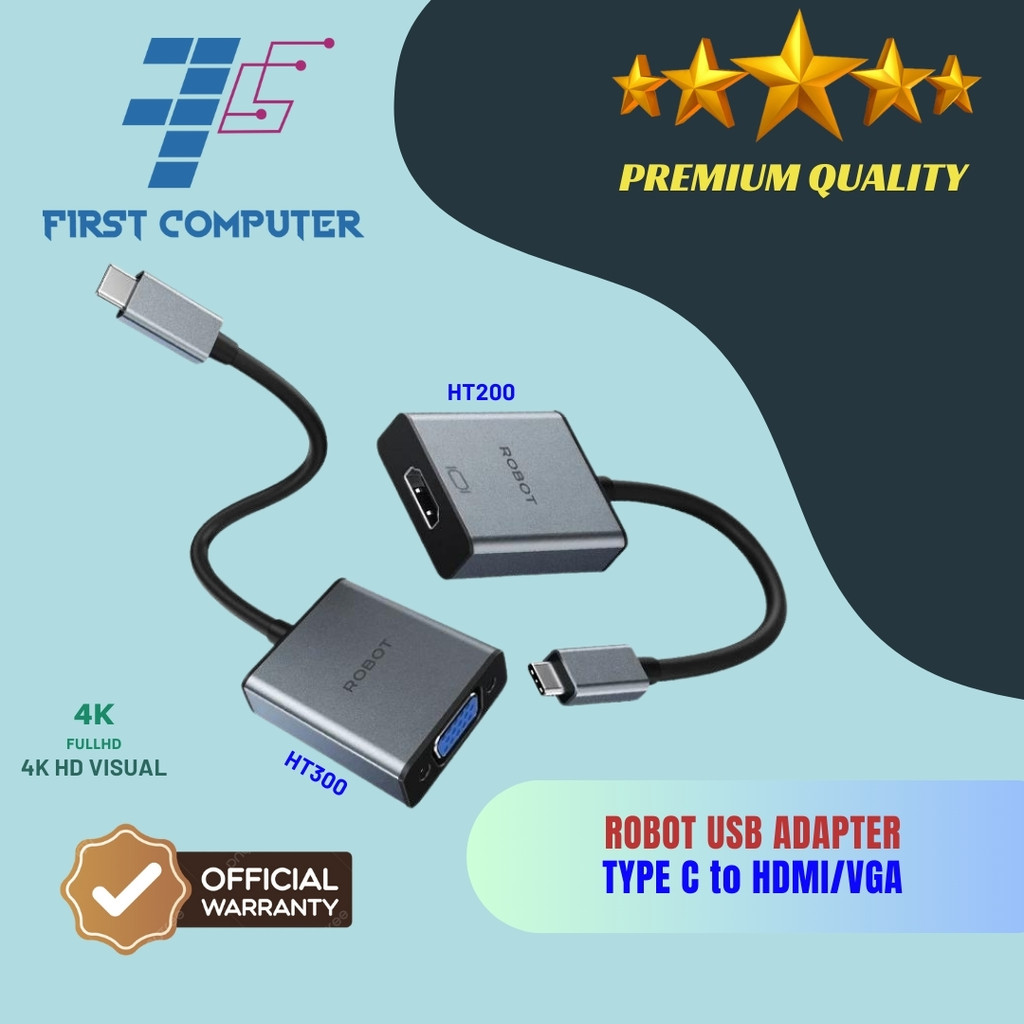 Robot USB Adapter Hub HT200/HT300 Type C To HDMI/VGA | Shopee Malaysia