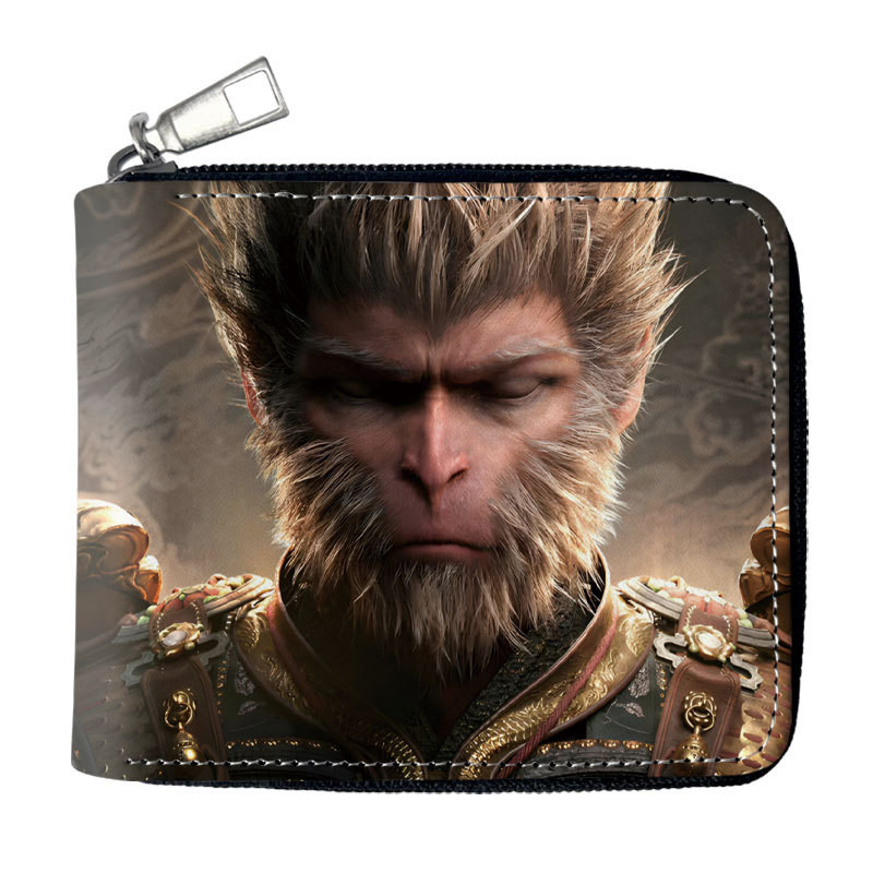 Wukong Wallet Anime Zipper PU Student Short Folding Credit Card Holder ...