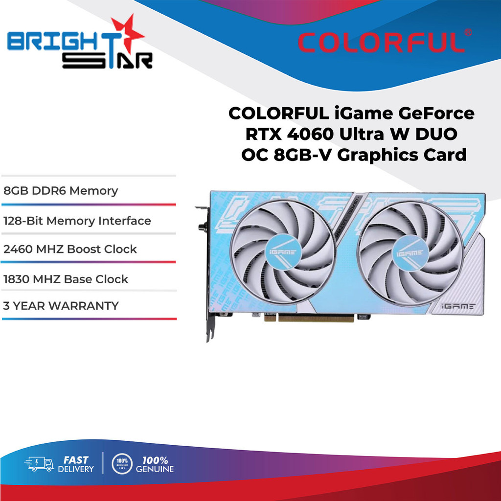 COLORFUL iGame GeForce RTX 4060 Ultra W DUO OC 8GB-V Graphics Card ...