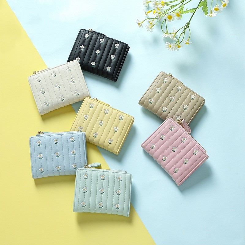 High-End Joyous Women Wallet Embroidery Bifold Wallet Korean Style ...