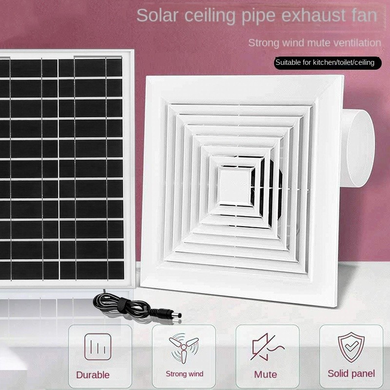 DC Solar Air Fan Exhaust Fan Powered 12V Ceiling Ducted 8/10 inch tahan ...