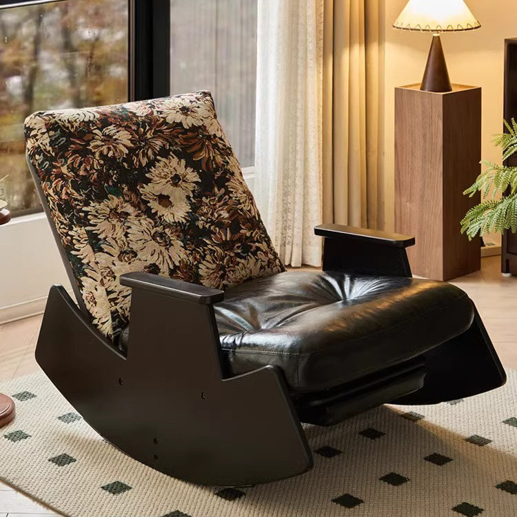 Retro Rocking Chair Home Solid Wood Leisure Recliner Balcony Lazy Sofa ...