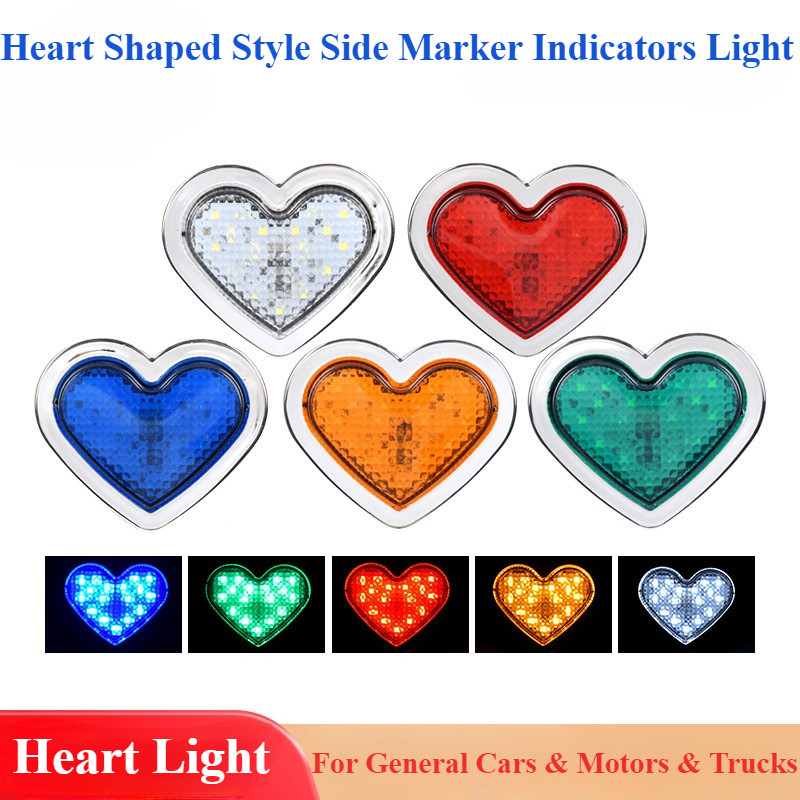 Universal 12V/24V Heart Shape Car Light LED Car Side Marker Turn Signal ...