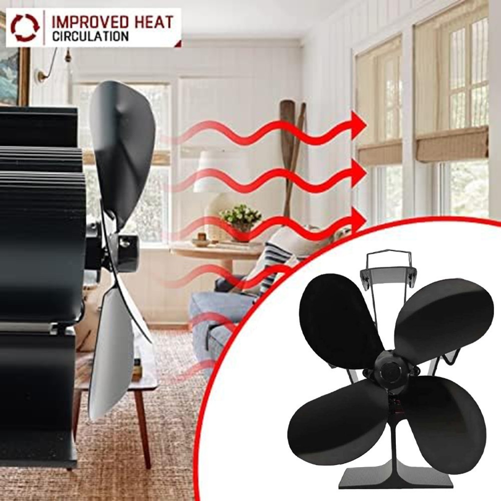 Mini 4 Blade Stove Fan Heat Powered Fireplace Fan Winter Warm Heat ...