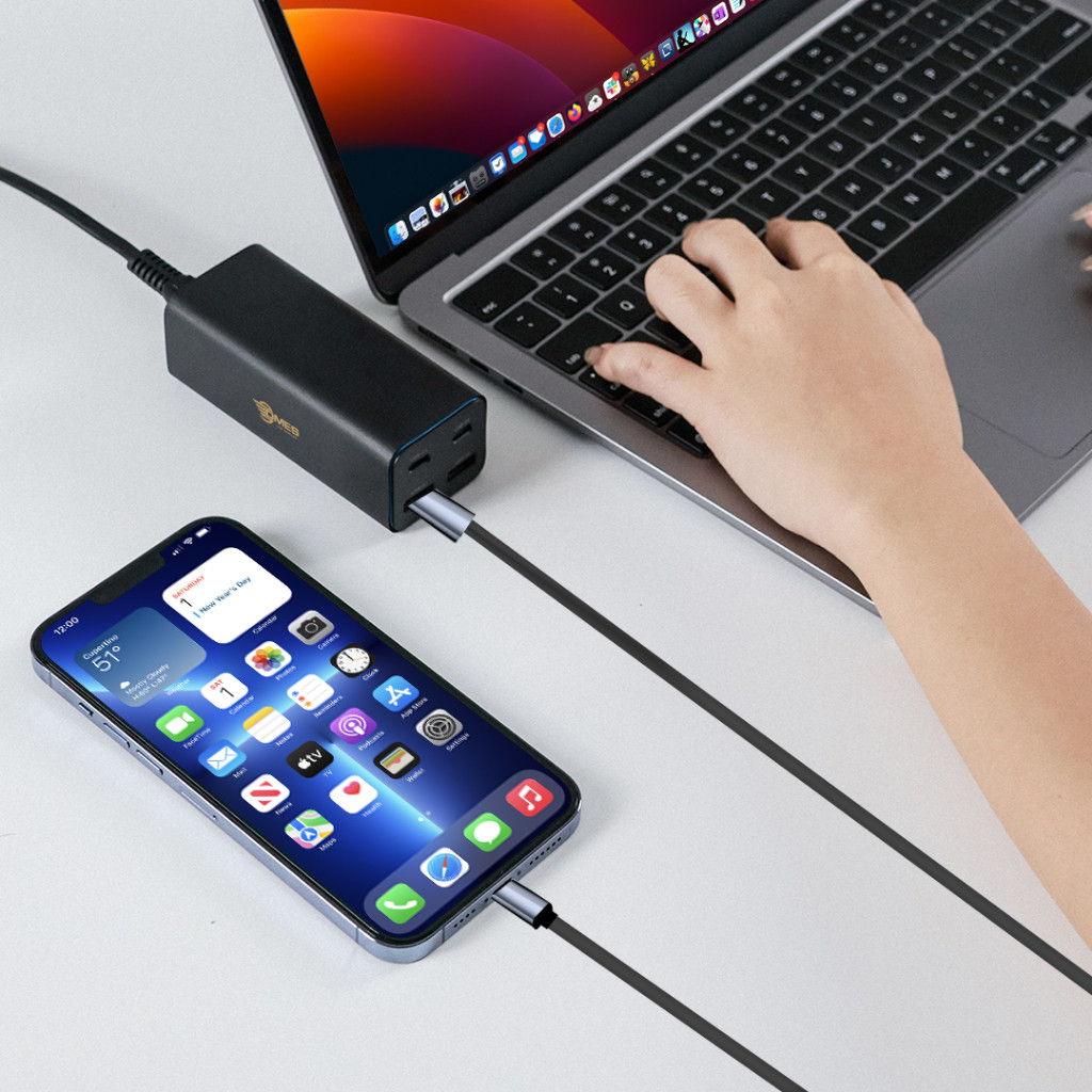 Dmes DA10 100W GaN Fast Charger USB C USB A 4 Port PD QC Compact Adapter for Laptop Phone Travel ...