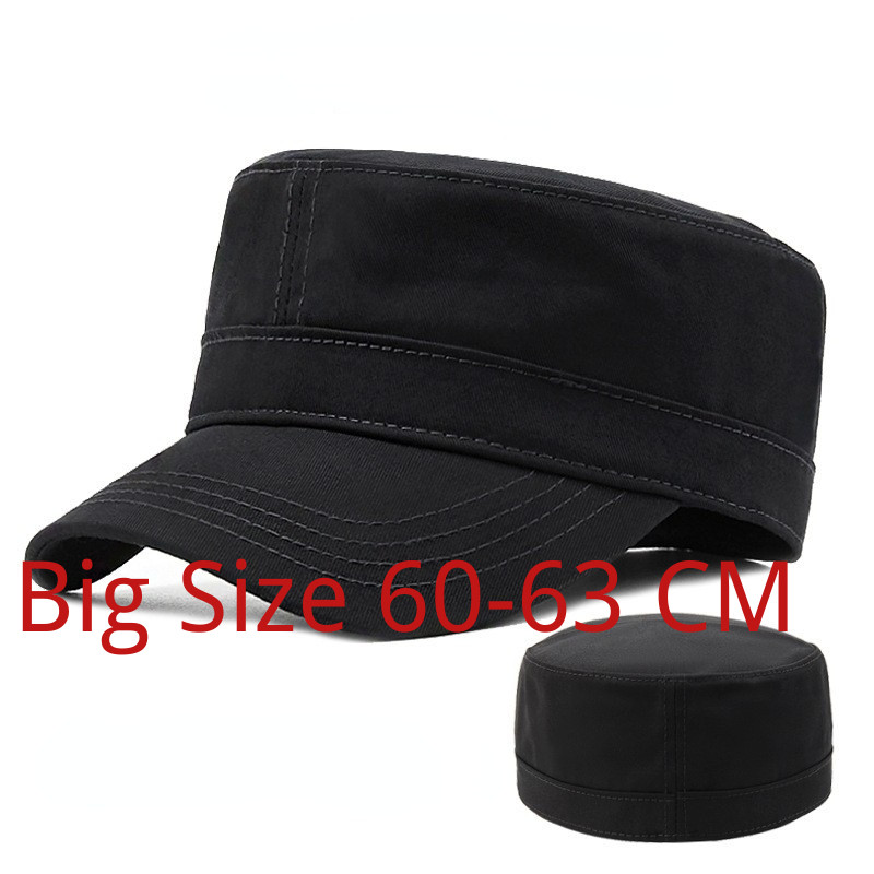 Military Cap Cotton Leisure Flat Top Hat Men Big Size Fitted Navy Caps ...