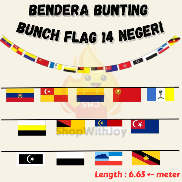 【ShopWithJoy】Flagline Bendera Bunting 14 Negeri Flag Bendera Bunting ...