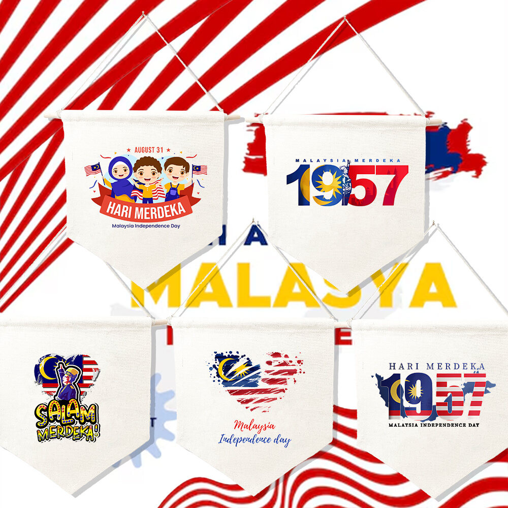 Malaysia Independence Day Pattern Canvas Hanging Flag Display Pennant ...