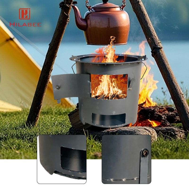 HILABEE Wood Burning Furnace Wood Firing Cooking Fire Pit Heater ...