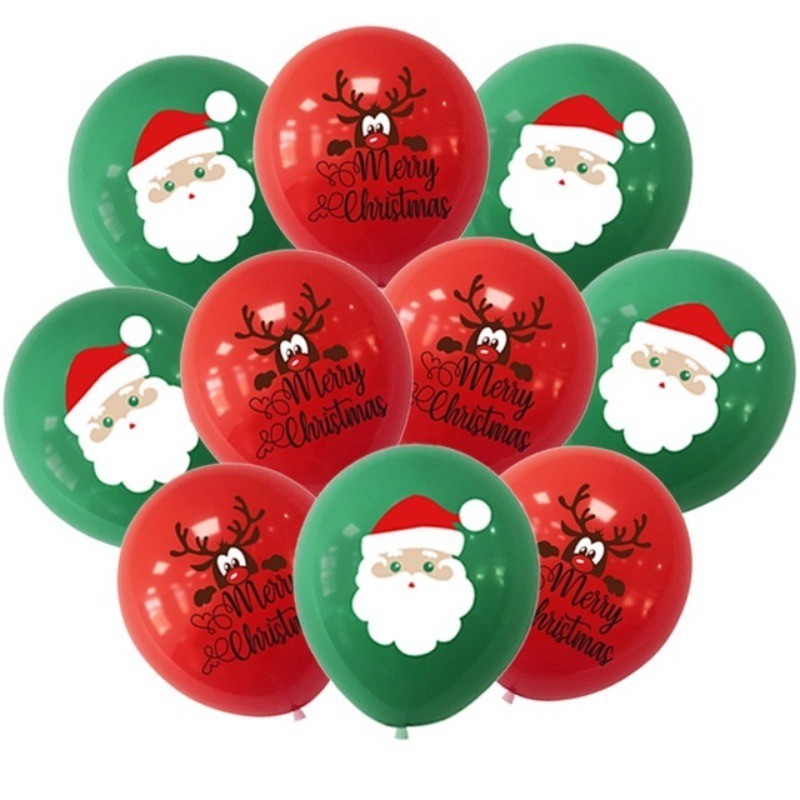 12 Inch Christmas Balloons Christmas Red Reindeer White Santa Claus ...