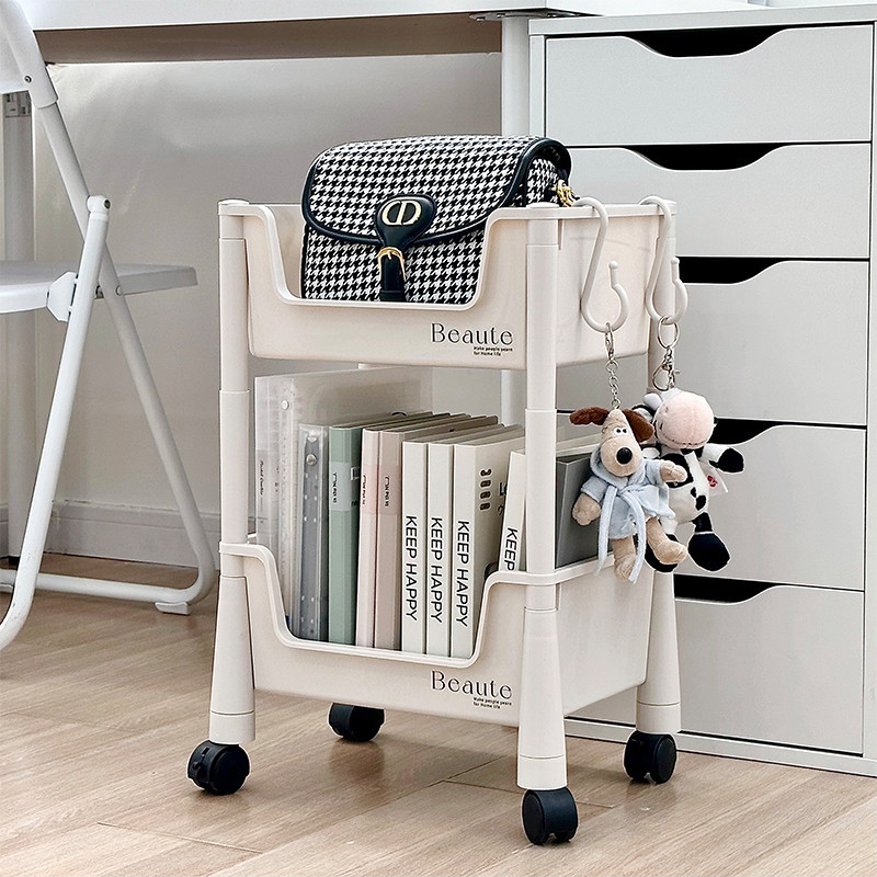 Under the Desk Movable Trolley Rack Desk with Wheels Book Snack Storage ...