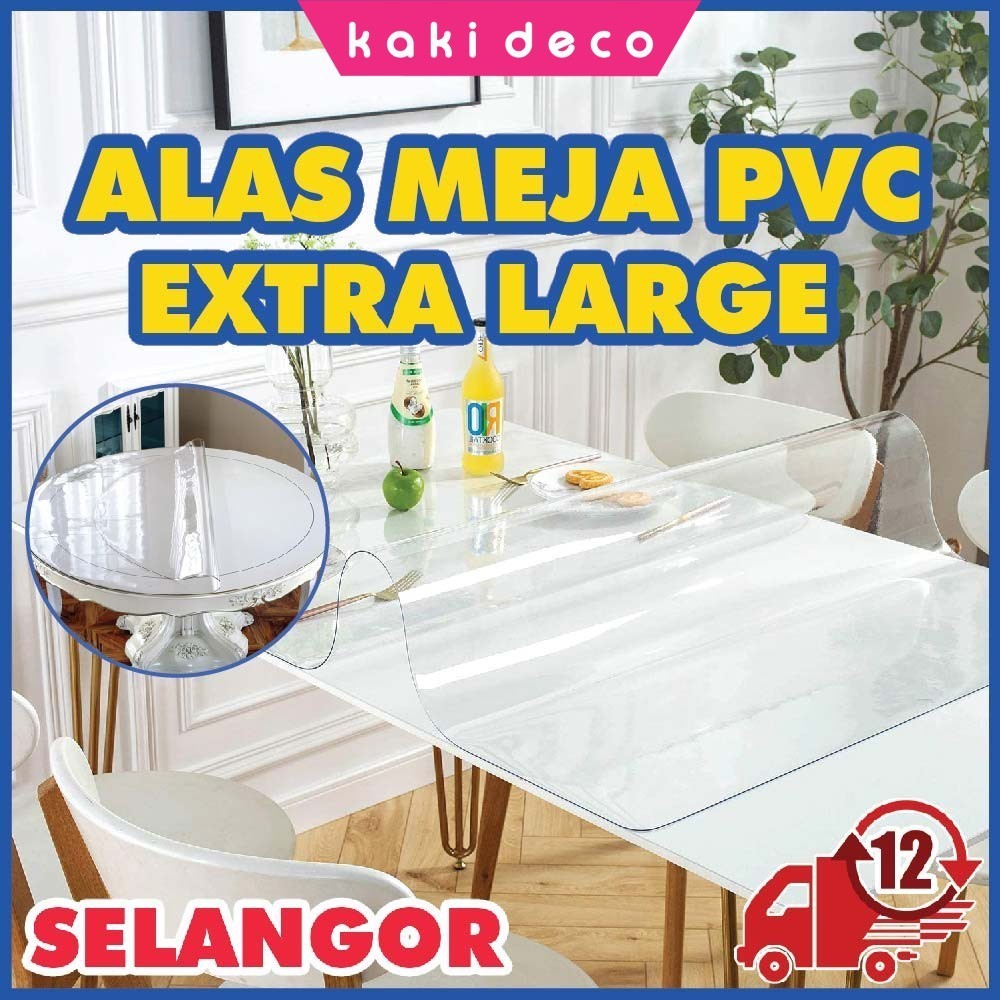 KakiDeco Extra Large Alas Meja PVC Bulat Thick Clear Waterproof Round ...