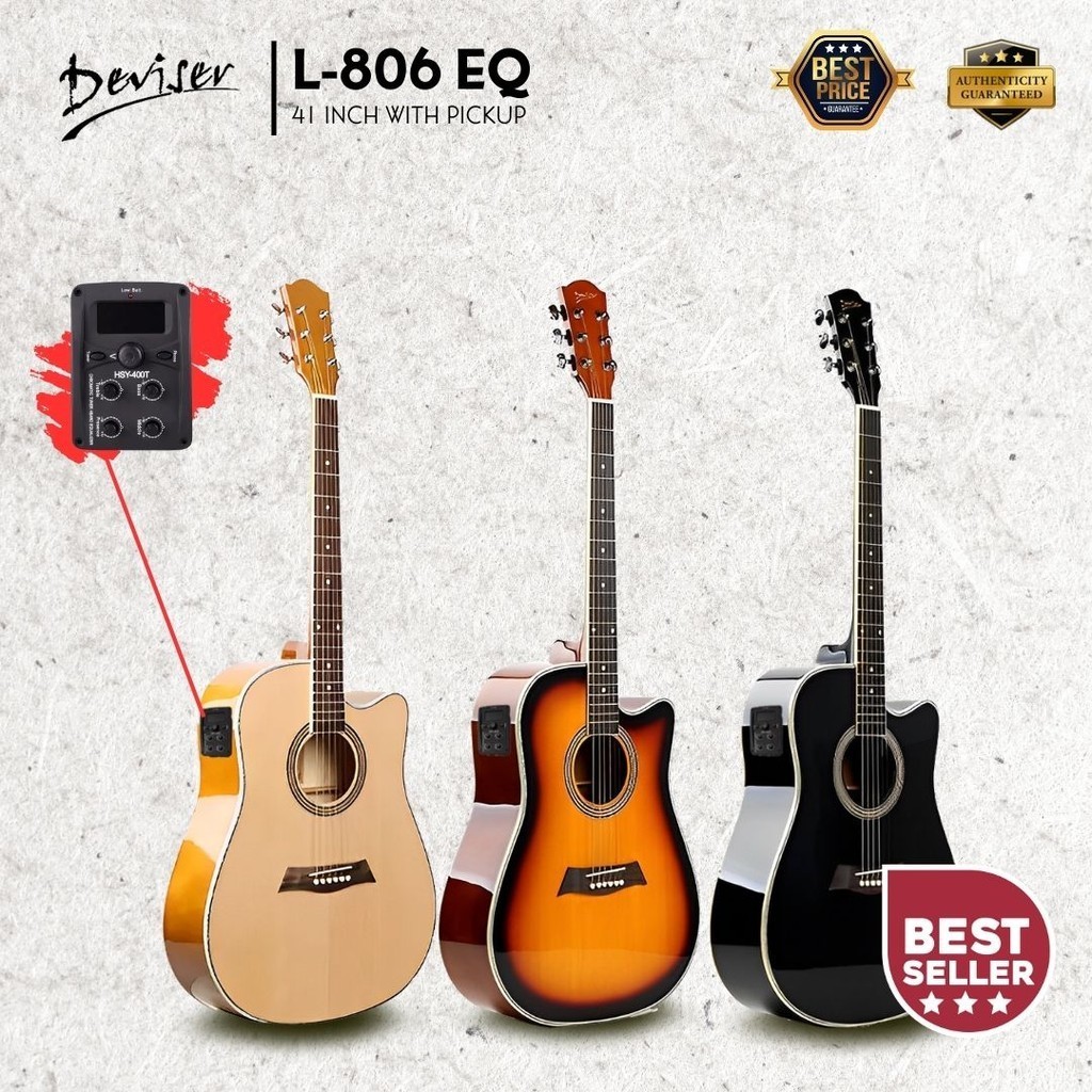 Deviser 41 inch Semi Acoustic Guitar with 4 band EQ / Pick Up (L-806 / L806 / L806EQ) | Shopee ...