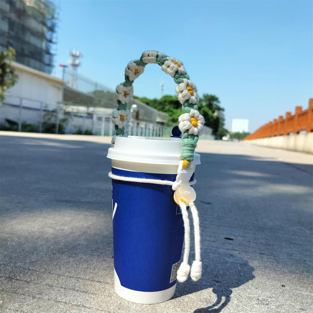 Water Bottle Handle,Handmade daisy woven cup rope,outdoor water bottle ...