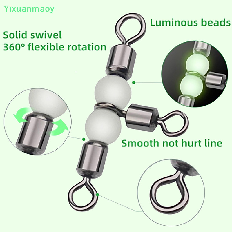 T-Shaped Luminous Bead Swivel Boat Fishing Connector Fishing Gear ...