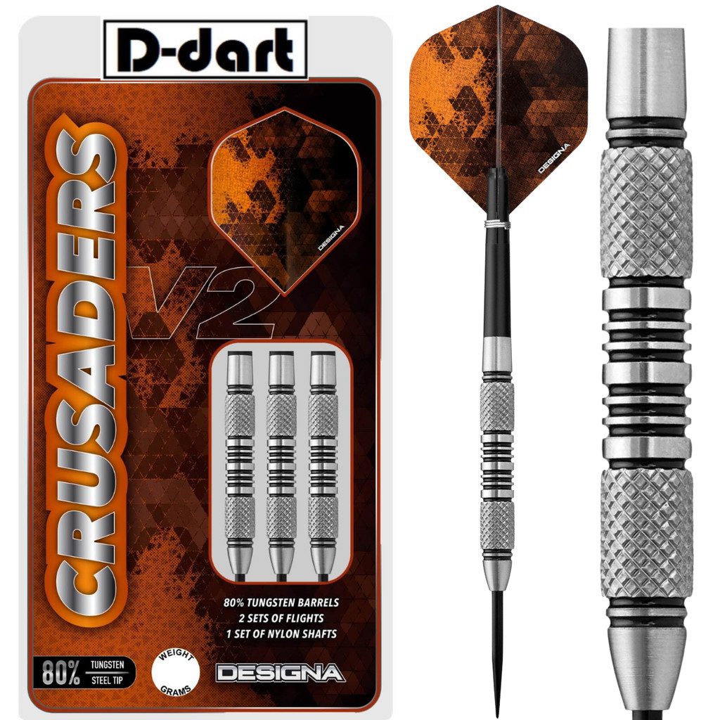 DESIGNA STEEL TIP DARTS - 20G/22G/24G CRUSADER V2 M3 80% TUNGSTEN DART ...