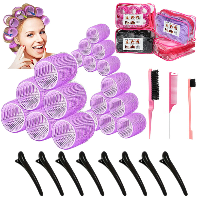 31pcs/set Self-Grip Hair Rollers Heatless Hair Curlers No Heat Hair ...