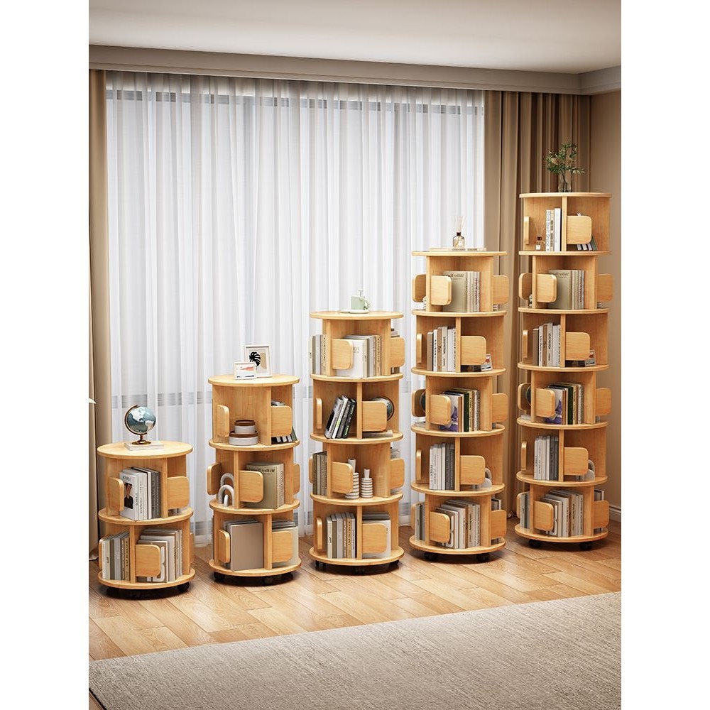 Rak buku kayu pepejal memusing 360 rak buku bergambar kanak-kanak rak ...