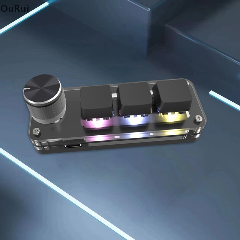 【OR】 3 Keys 1 Knob Custom Mechanical Keypad With RGB Colorful Backlight One-click Copy And Paste ...