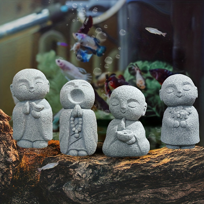 Cute Resin Buddha Figure Miniature Monks Fish Tank Submerged Landscape ...