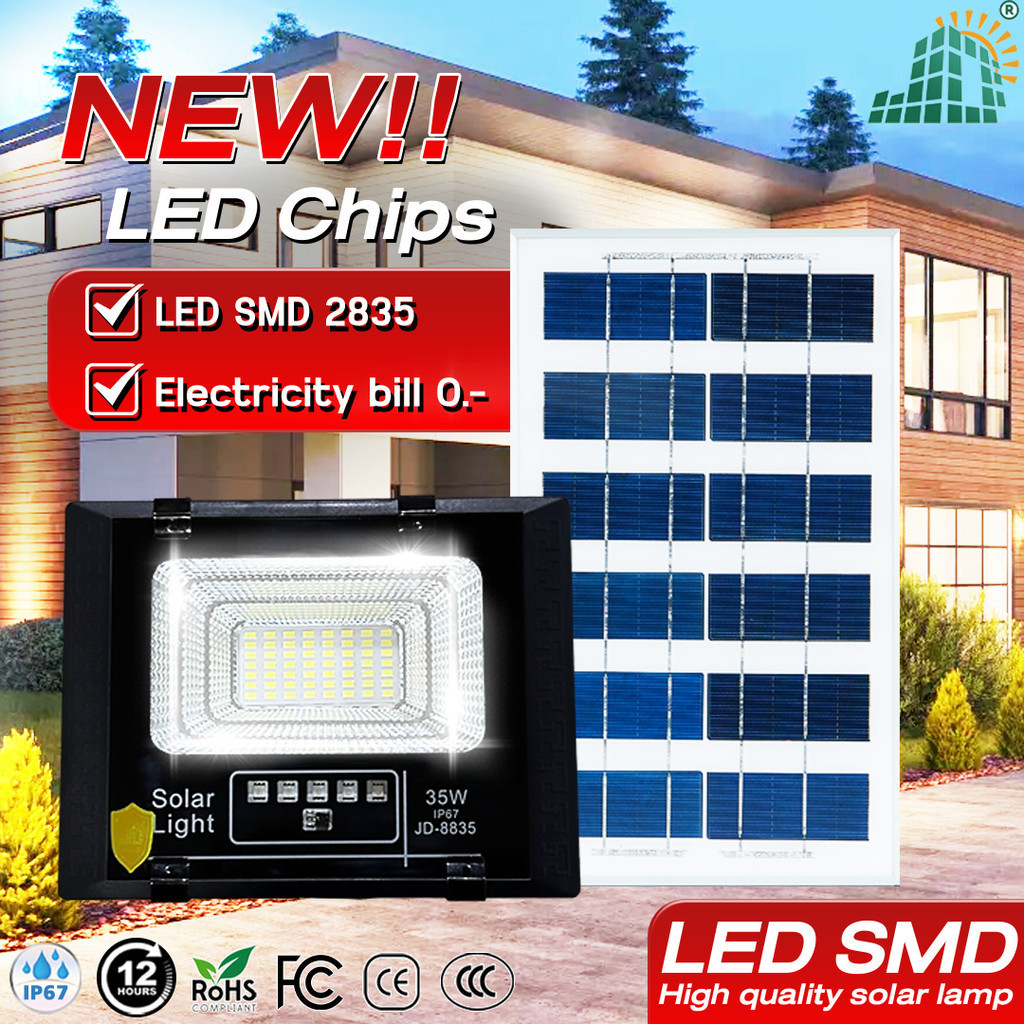 New Model!! JD solar cell LED spotlight solar light 1000W solar powered ...