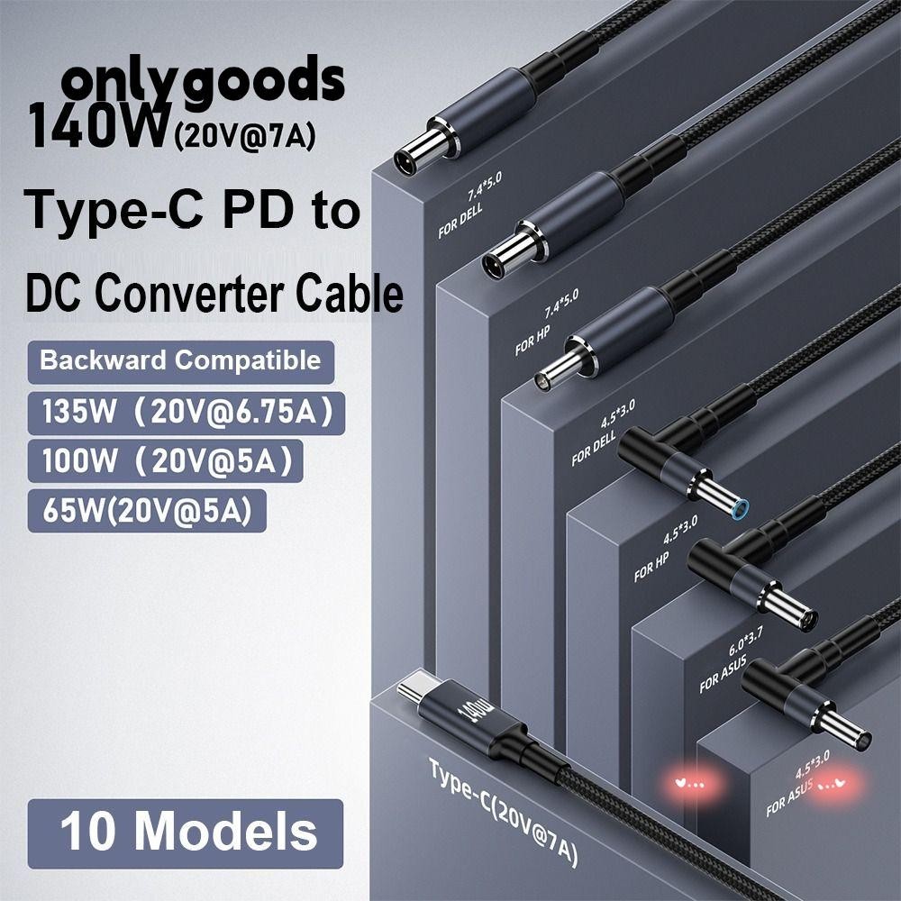 ONLYY 180CM USB Type C to DC Cable, 5.5X2.5mm Emark Chip PD 140W ...