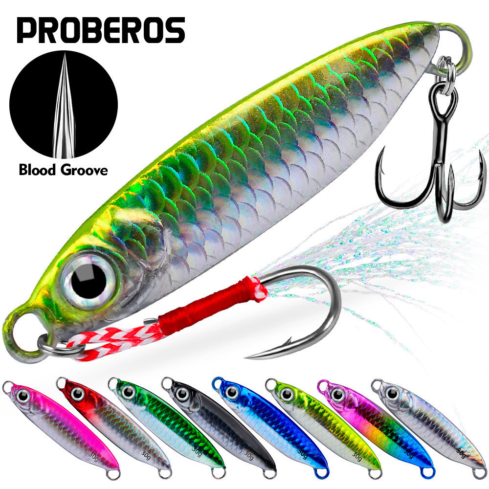 Proberos Lure Metal Jig 7-30g Umpan Ikan Micro Jig with Jig Hook Set ...