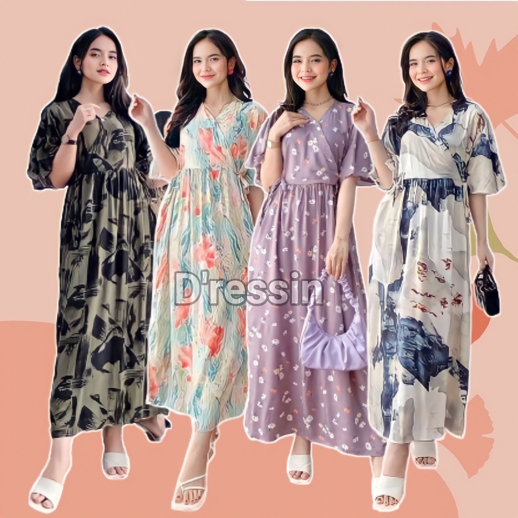 BAJU DASTER DRESS KIMONO KAREEN DRAWING BUTTONS JUMBO RAYON MOTIF ...