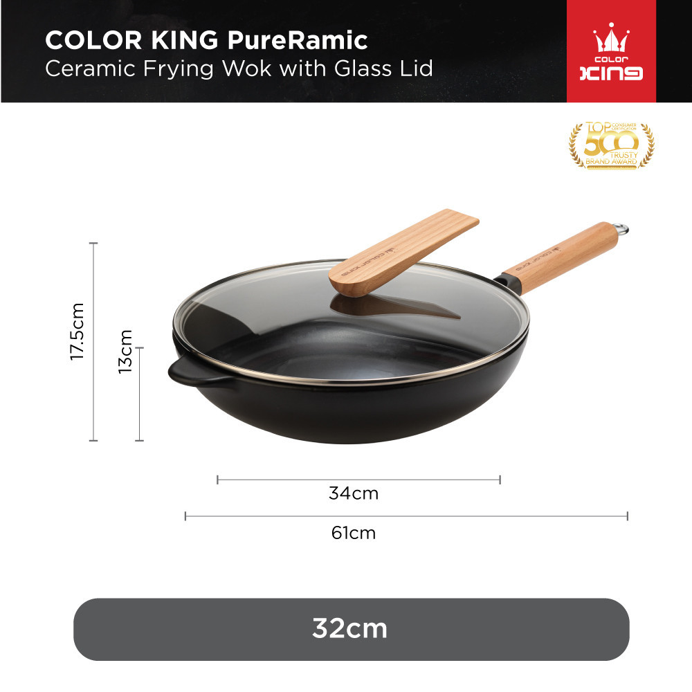 Color King PureRamic Ceramic Frying Wok (32cm)/ Non-coating wok/ No coating/ Natural Ceramic Wok ...