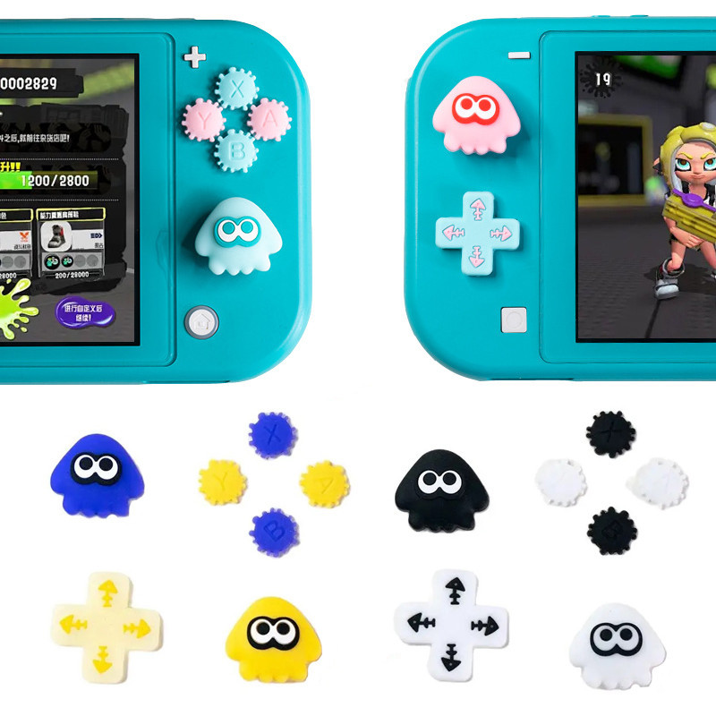 Splatoon 3 Cute Games Silicone Soft Dpad Cross Button ABXY Key Sticker ...