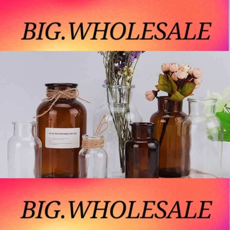 Simple transparent colored glass hydroponic dried flower vase home ...