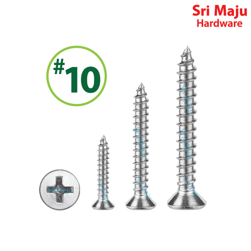 MAJU Quality ST-Flat10 #10 Self Tapping Screw Flat Head Counter Sunk ...