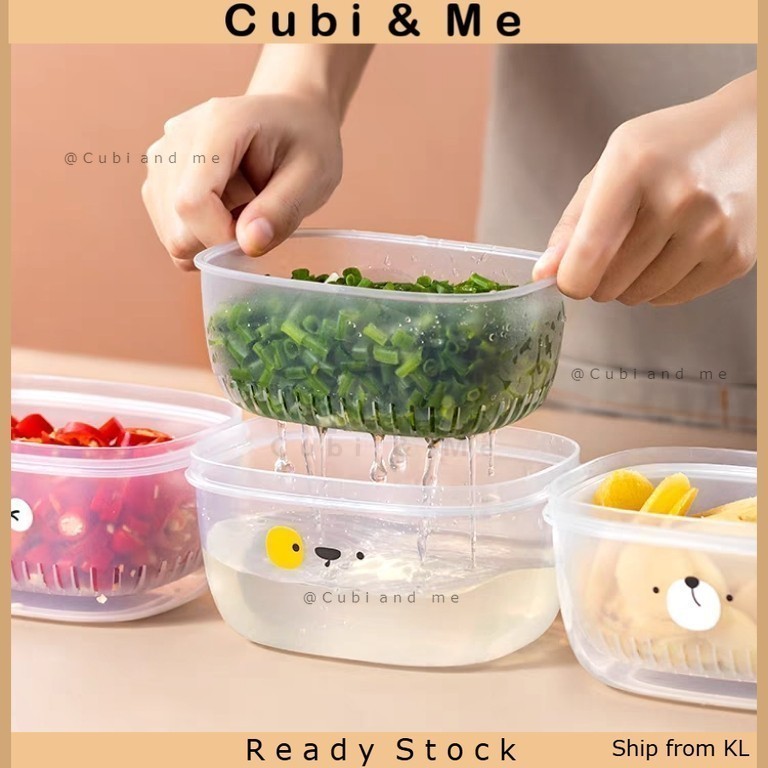 C&M Plastic Cute Drain Sealed Box Fresh Keeping Box Fridge Fruit ...