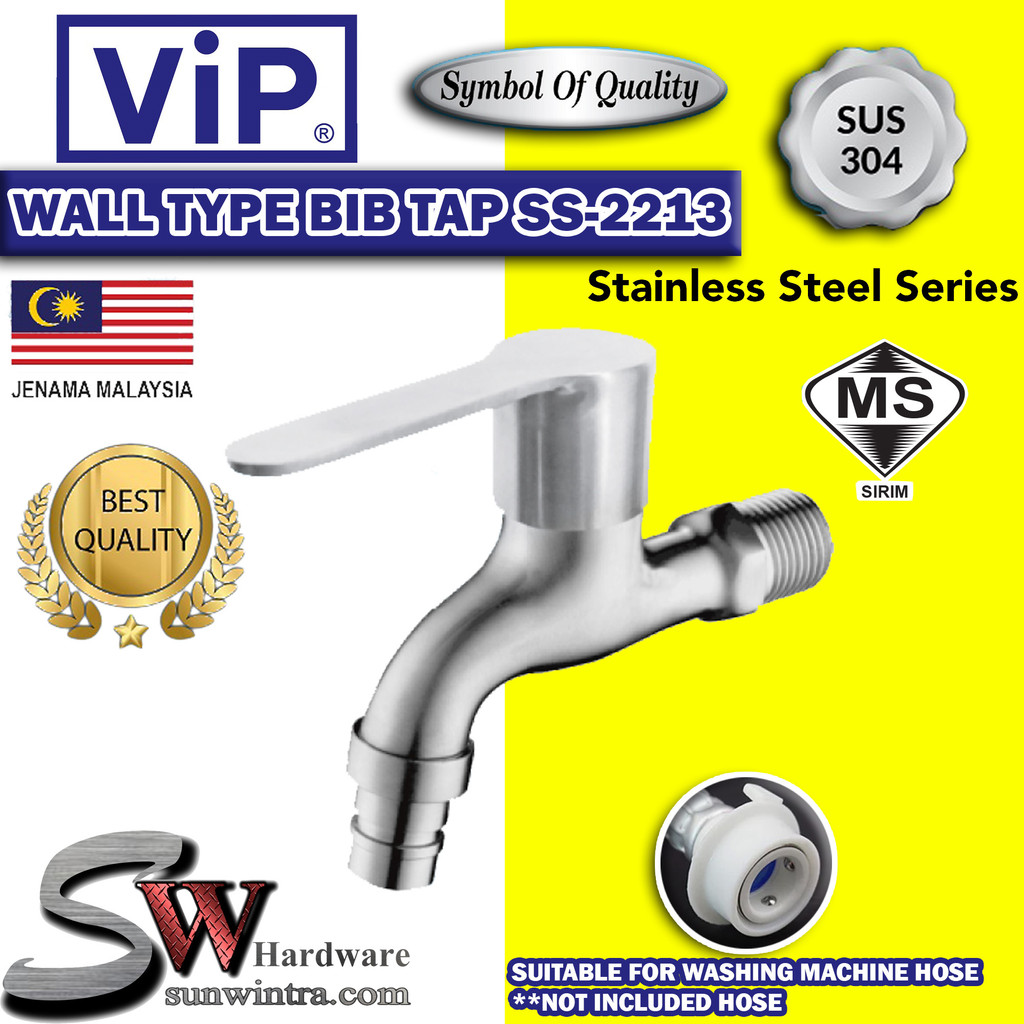 VIP SUS304 STAINLESS STEEL WALL TYPE BIB TAP #SS-2213 SS2213 | Shopee Malaysia