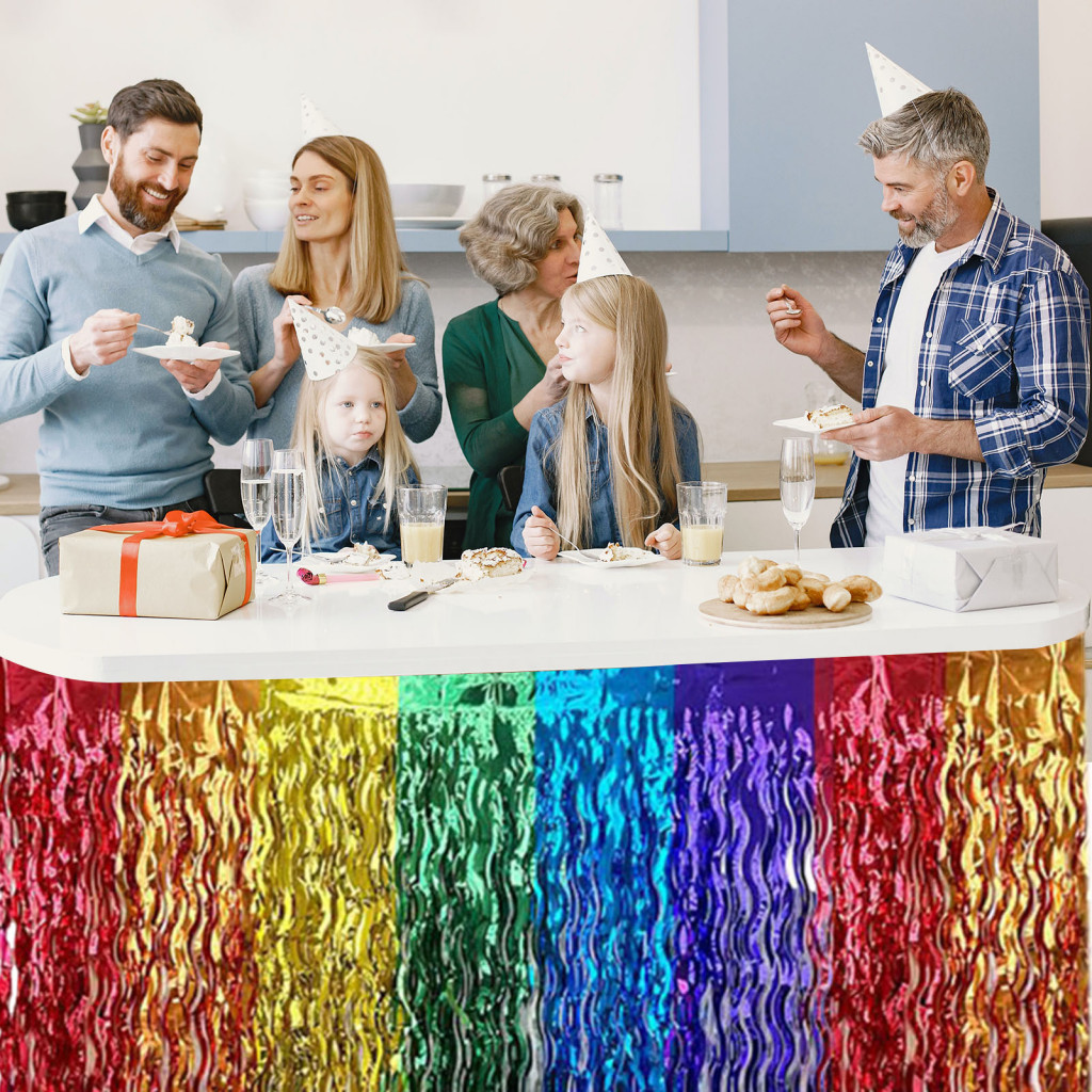 Mexican Theme Party Decoration Foil Table Skirt Decoration Colorful ...