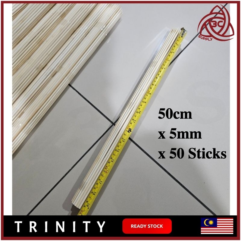 50cm X 5mm X 50 Sticks Extra Super Long Bamboo Stick Skewer BBQ Bouquet ...