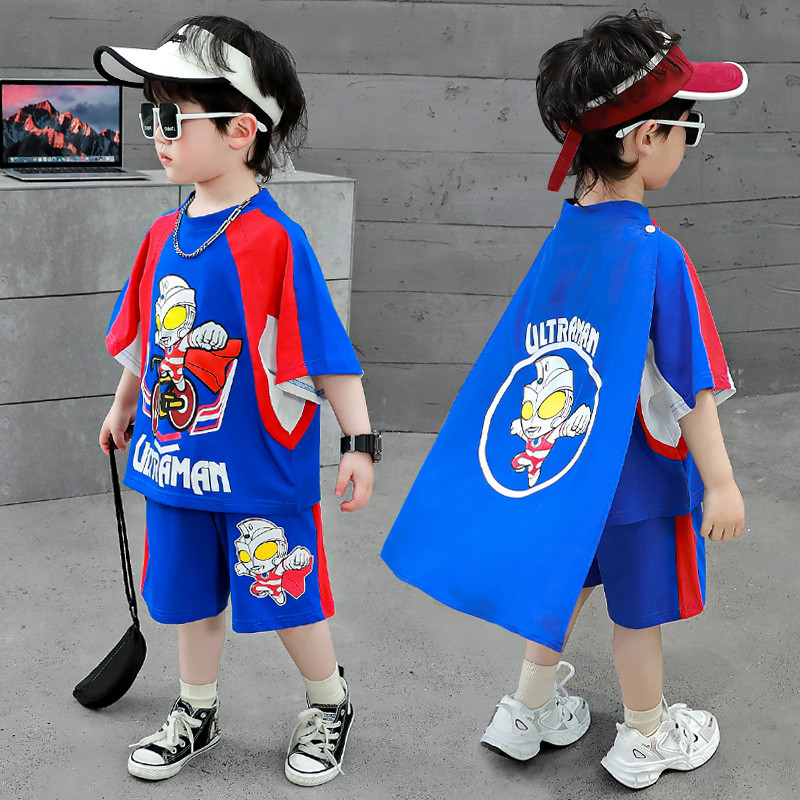 Cyro Ultraman Clothes Boys Suit Summer Children Spiderman Cloak cos Day ...