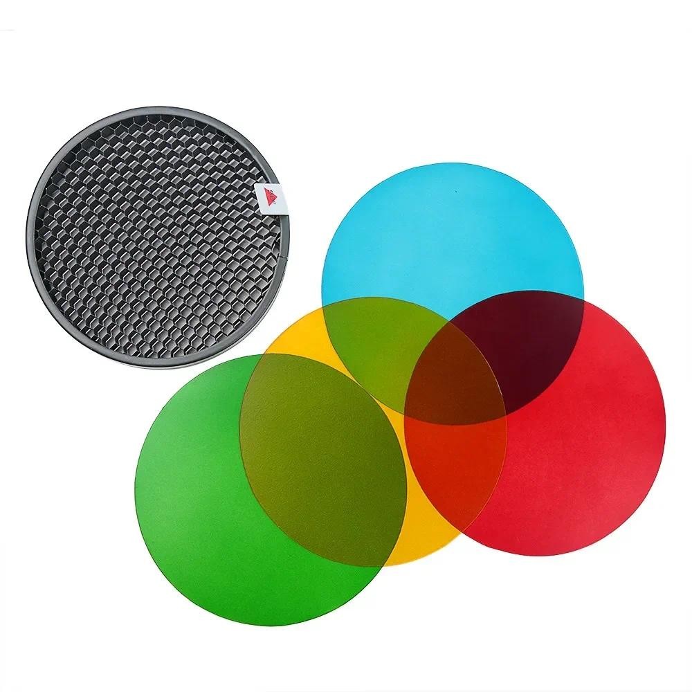 Godox AD-S11 4 Photography Color Filter Gel Pack with Honeycomb Grid ...
