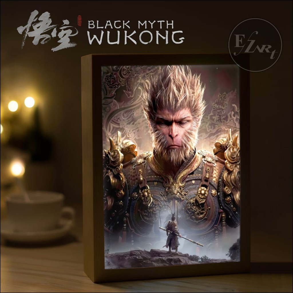 LED Light Frame Black Myth Wukong Light Painting Sun Gokong Bright ...
