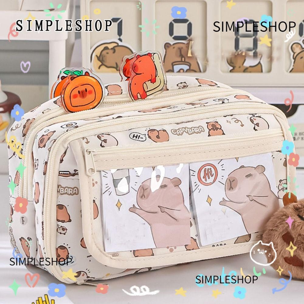 SIMPLESHOP Capybara Pencil , Cartoon School Pouch Pencil Box, Stationery Bag Black Cat Large ...