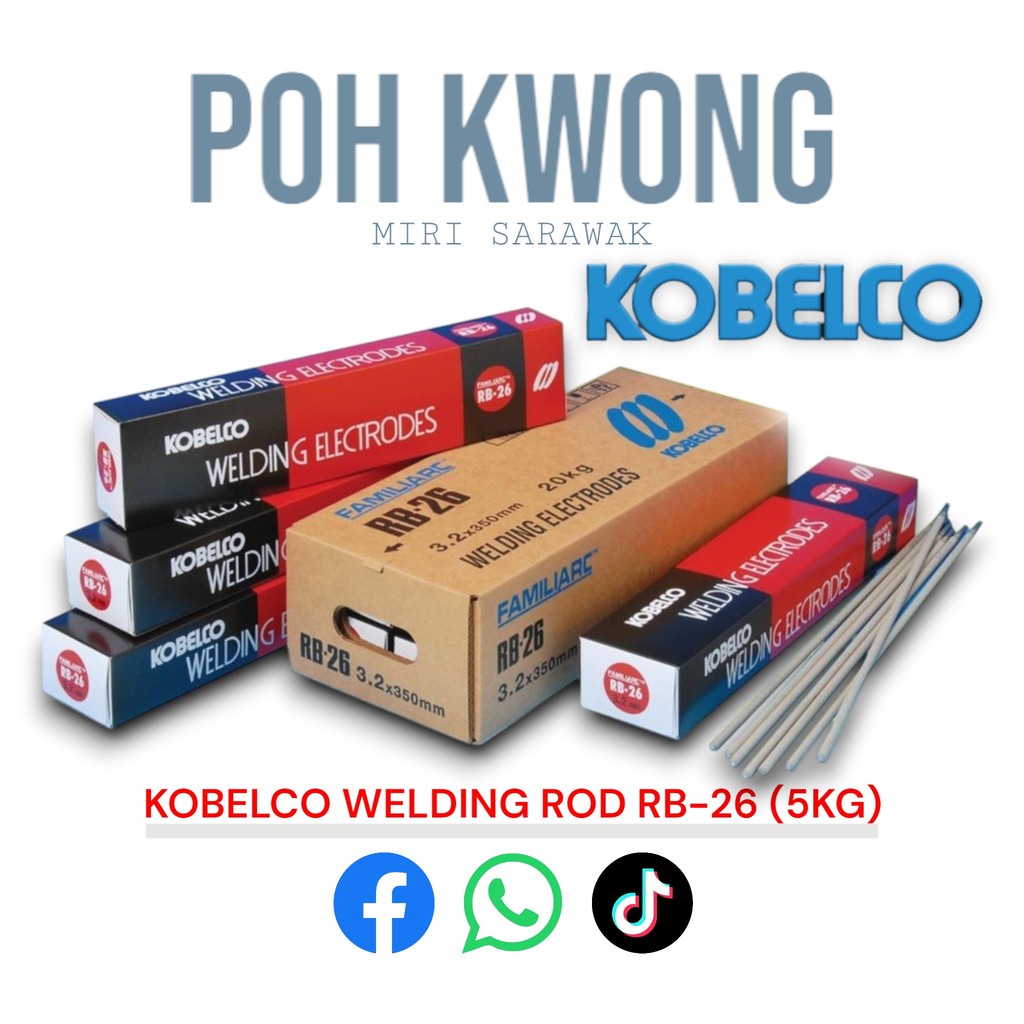 KOBELCO 2.6MM/3.2MM/4.0MM Welding Electrode Rod RB26 E6013 X 5KG (3 ...